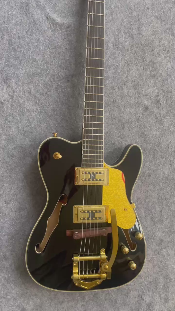 Black Chinese-Made Vintage Telecaster – Gold Hardware – Chinese Guitars